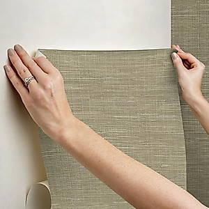 NuWallpaper NUS2215 Wheat Grasscloth Peel & Stick Wallpaper, Neutral