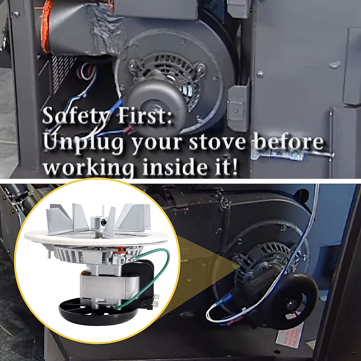 Adviace Replacement 812-3381 Exhaust Combustion Blower Motor for Quadrafire Classic Bay CB1200 & CB1200i Insert and Pellet Stoves, Heatilator Eco Choice CAB50 & PS50 Pellet Stoves