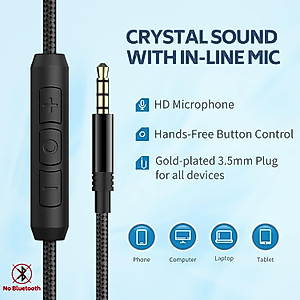 COOSII AC01 Over-Ear Headphones Wired, Noise Isolating Corded Stereo Headsets with Microphone Volume Control for Adults Teens 3.5mm for Chromebooks, Laptop, Computer, Tablets, Travel (Black Blue)