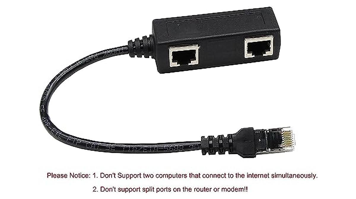 RJ45 Network Splitter Adapter - 1 to 2 Ports