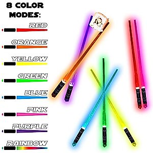 Windy City Novelties Light-Up Chopsticks Lightsaber Design Perfect for Sushi Lovers, Star Wars Fans, Kids and Adults (4 Pair)