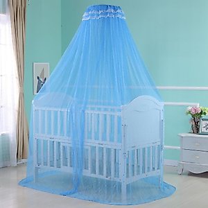 Cdycam Baby Infant Toddler Bed Dome Cots Mosquito Netting Hanging Bed Net Mosquito Bar Frame Palace-Style Crib Bedding Set (Blue Mosquito Netting Only, Without Stand)