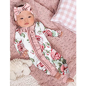 Baby Girl Clothes 0 3 Months Long Sleeve Onesies for Baby Girl Flowers Printed Baby Clothes for Girls 0-3 Months Baby Girl Clothes