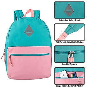Trail maker 24 Pack Classic Backpacks in Bulk Wholesale Two Tone Backpacks (Pack 2)