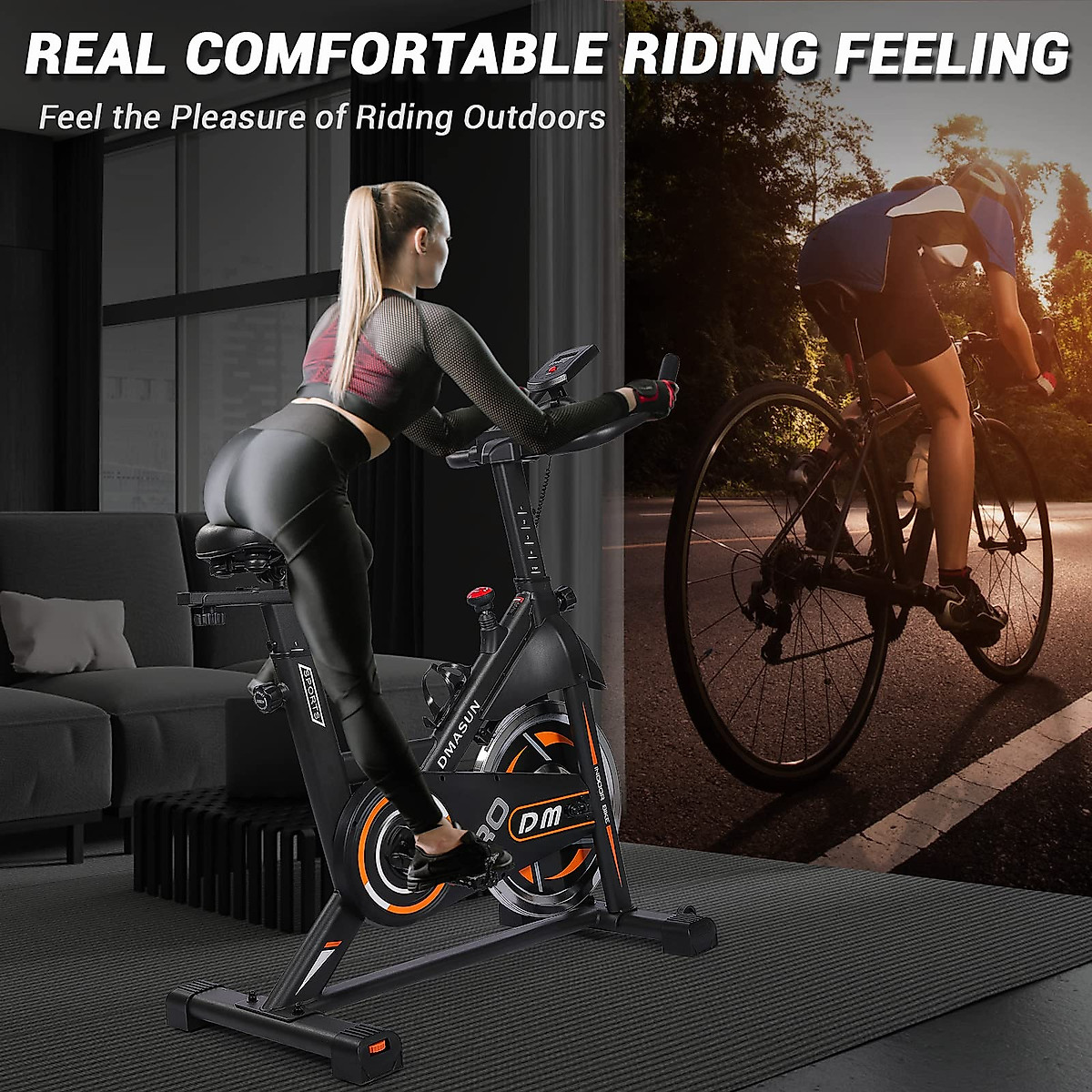 DMASUN Magnetic Resistance Exercise Bike, Indoor Cycling Bike Stationary, Cycle Bike with Comfortable Seat Cushion, Digital Display with Pulse