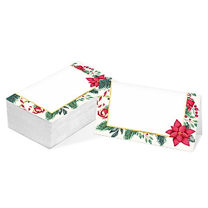 Table Place Card, Christmas Themed Tent Style Cards, Pack of 25 Half-Fold Reception Place Card, Perfect for Christmas Party, Birthday, Wedding, Bridal Shower, Baby Shower, Banquet C21