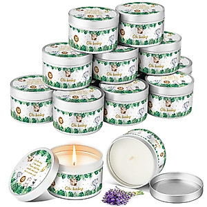 MTLEE 12 Pcs Jungle Animal Fruit Baby Shower Favors for Boys Lavender Scented Candles Bear Baby Shower Candles Baby Shower Guest Gifts Gender Reveal Party Tea Light Candles with Lids (Jungle Animal)