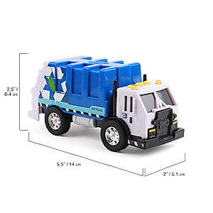 Mighty Fleet Toughest Minis 5" Garbage Truck Toy w/Lights & Sounds, Realistic Design & Batteries Included - Age 3+