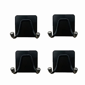 YSSILADI Adhesive Hooks, Matt Black Double Hook, Shower Glass Adhesive Hooks, Stainless Steel Waterproof Hooks Bathrobe Towel Hooks - for Home Kitchen Room & Bathroom. (4, Black)