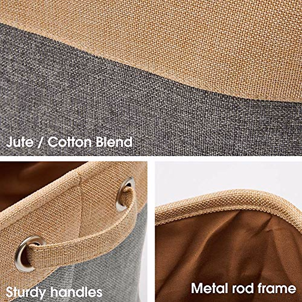 EZOWare 6pc Small Storage Bins Baskets + Set of 3 Large Canvas Fabric Tweed Storage Organizer Cube for Nursery Kids Toddlers Home and Office