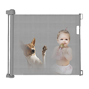 PETSTAR 72" Wide Retractable Baby Gate, Fence Safety Gate for Kids and Pets, 34" Tall, Extends to 72" Wide, Extra Wide Safety Baby Gate, Dog Gate for Indoor, Outdoor, Stairs, Doorways, Hallways (GREY)