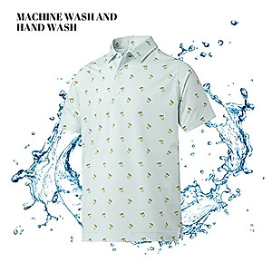 DEOLAX Mens Polo Shirts Moisture Wicking Dry Fit Performance Mens Golf Shirt Regular Fit Fashion Print Short Sleeve Polo Light Green