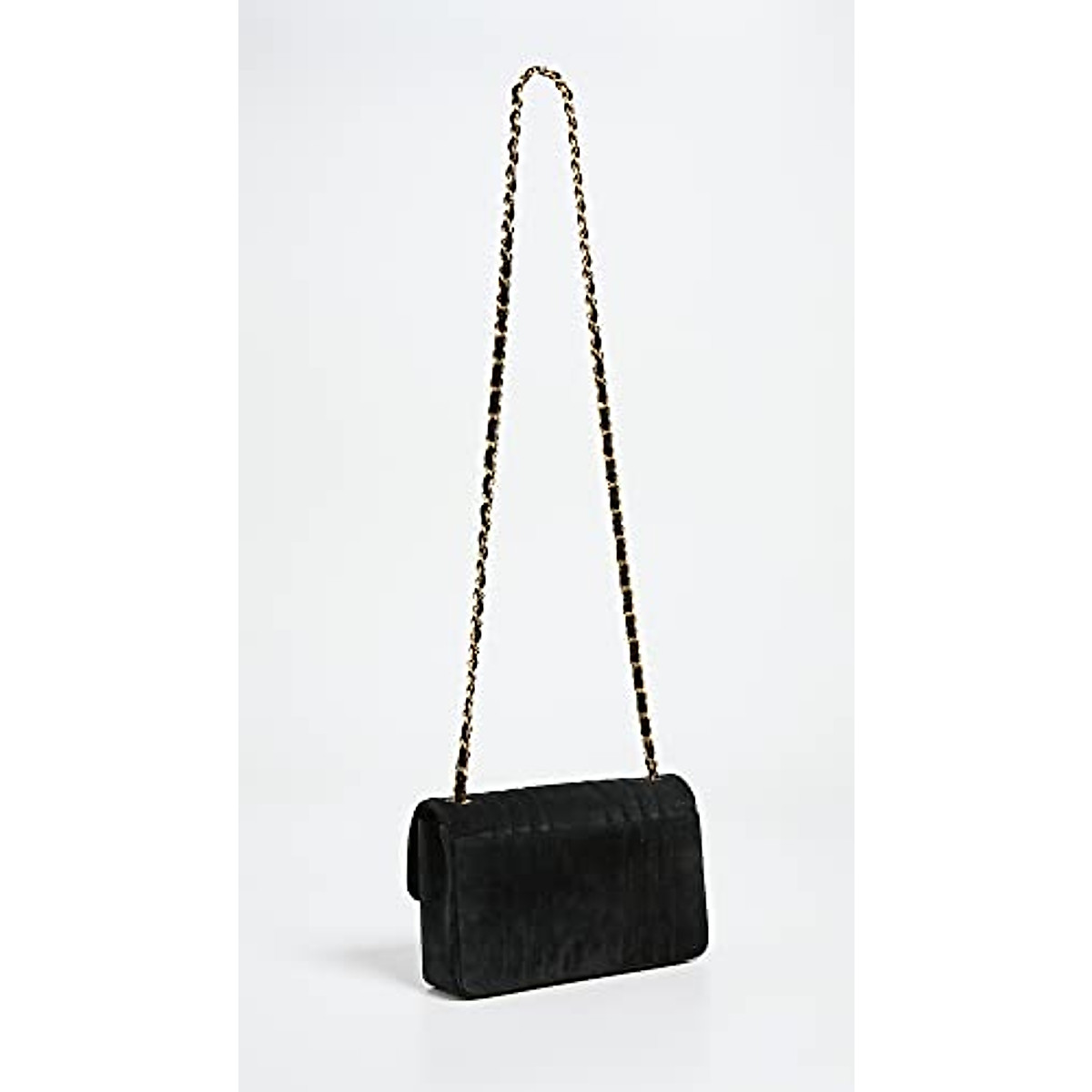 CHANEL Women's Pre-Loved Black Suede Vertical Flap 9", Black, One Size