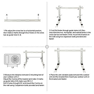 AC Parts Mini Split Air Conditioner Bracket, Wall Mounting Support Brackets for 9000 BTU - 36000 BTU Ductless AC Condenser Units,Support up to 440lbs, Heavy Duty