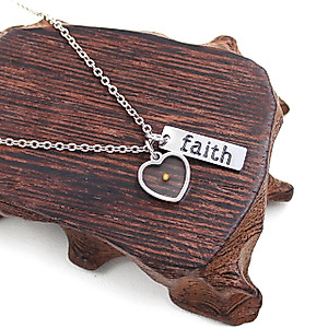 Uloveido The Amulet of Faith Mustard Seed Love Heart Pendant Necklace,Stainless Steel Charms Necklace for Women Y559 (Heart)