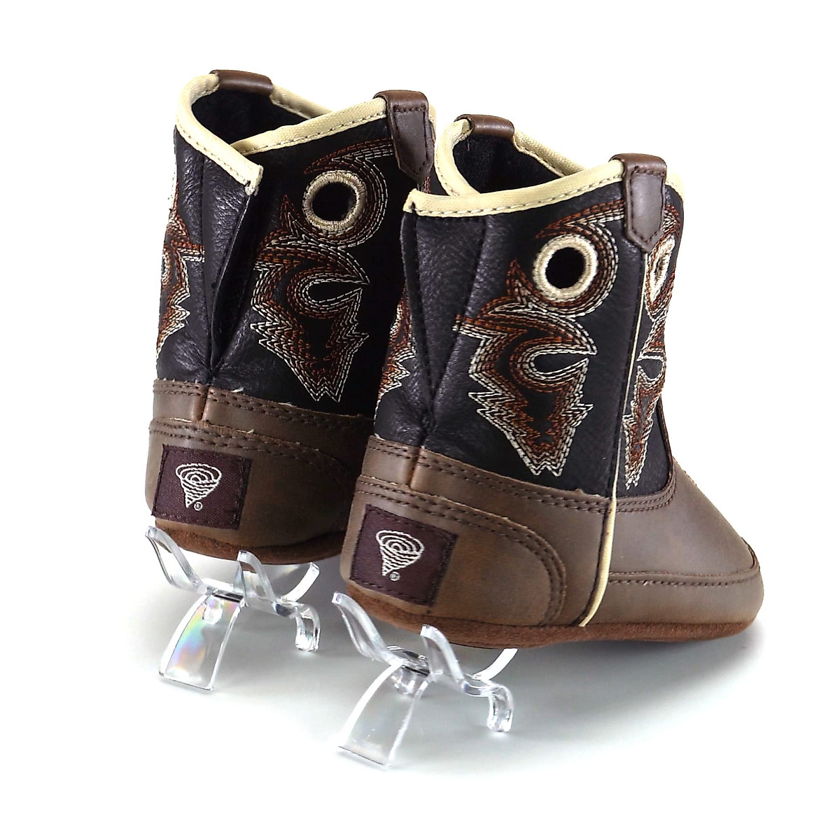 M&F Western Kids Trace Baby Boy's Infant/Toddler Bucker Boot First Walker Shoe, Brown/Black, 4