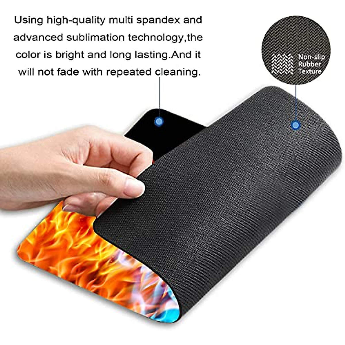 Mouse Pad, Rectangle Abstract Blue and Red Fiery Dragons Anti-Slip Rubber Mousepad for Gaming Office Laptop Computer PC Men Women Kids, Cute Custom Pattern 9.5"x7.9"x0.12" Inch