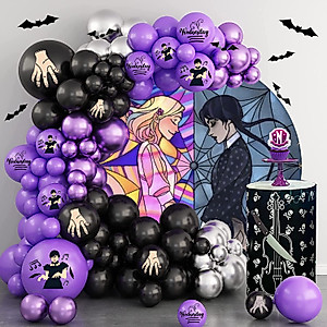 Wednesday AddamsTV Party Decoration Balloon Garland Set, Girl and Boy Birthday Party Supplies, Used for TV series fans Birthday Background Decoration