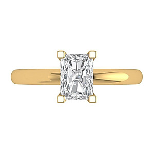Clara Pucci 1.0 ct Emerald Cut Solitaire Moissanite Engagement Wedding Bridal Promise Anniversary Ring 18K Yellow Gold Size 6.5