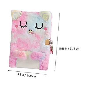 Tofficu Animal Notebook Pocket Notebook Plush Diary with Lock and Keys Secret Lock Diary Cute Writing Journal Lined Pages Journal Gift for Kids Girls Boys Mini Notebooks
