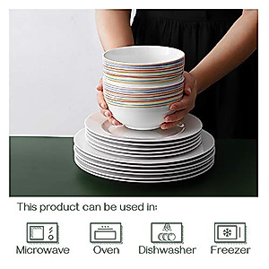 DOWAN 5.8" Deep Soup Bowls & Cereal Bowls - 30 Ounces Large Bowls Set of 4 for Kitchen - Ceramic Bowls for Cereal, Soup, Oatmeal, Salad, Ramen, Noodle, Rice - Dishwasher & Oven Safe (Multi)