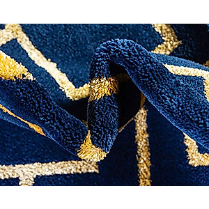 Unique Loom Marilyn Monroe Glam Collection Area Rug - Deco (5' 3' x 8' Rectangle, Navy Blue Gold/ Gold)