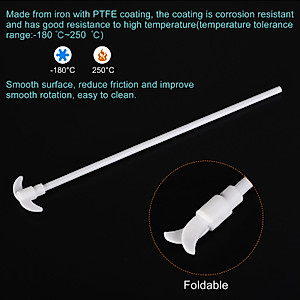 MECCANIXITY PTFE Electric Stirring Rod 300x52mm Overhead Stirrer Mixer Shaft with Foldable Paddle for Lab 2Pcs