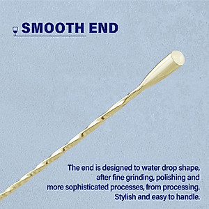 2 Pcs 12 Inches Bar Spoon, Long Handle Mixing Stirrers for Drink, Briout Stainless Steel Bar Cocktail Shaker Spoon, Gold