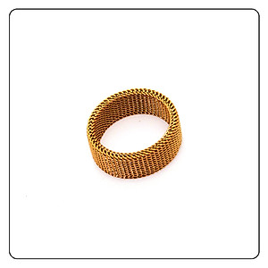 Fusamk Fashion 18K Gold tainless Steel Mesh Band Ring(Gold(9))