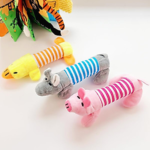YASREKUYI 3PCS pet Dog cat Plush Cartoon Embroidery bite Resistant Decompression Duck Piglet Elephant Cute Vocal Toy Supplies