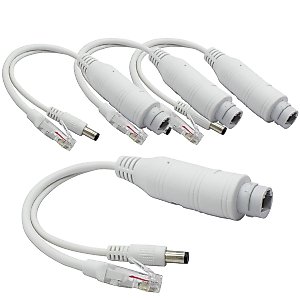 ANVISION 4-Pack Active 48V to 12V Waterproof PoE Splitter Adapter, IEEE 802.3af Compliant 10/100Mbps, for IP Camera AP Voip Phone and More, White
