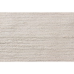 CASAVANI 100% Handmade Natural Jute Rugs Geometric White & Beige Hand Braided Rag Rug Best Uses for Living Room Bedroom Entryway Laundry Room Doorway Door Mate 4x8 6x8 5x5 Feet Square
