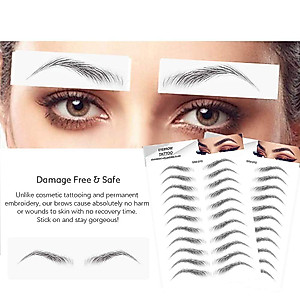 22-Pairs 4D Eyebrow Tattoo Stickers, Hair-Like Authentic Eyebrows, Waterproof Natural Eyebrow Tattoo Stickers