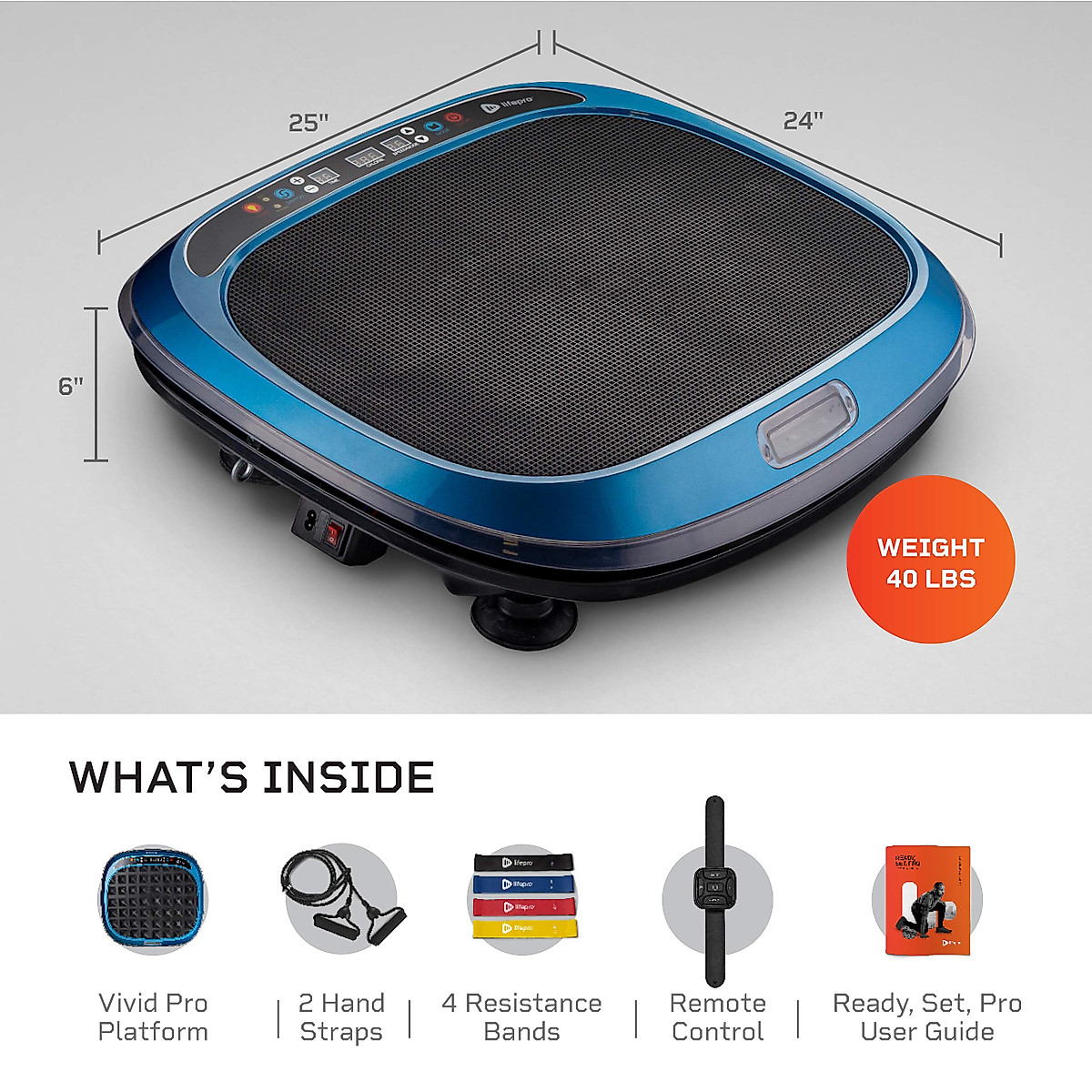 LifePro Vivid Pro Vibration Platform Machine - High Frequency 15-40 Hz Linear Viberation Plate Exercise Machine - Whole Body Home Workout Equipment for Awesome Fitness and Deep Tissue Therapy