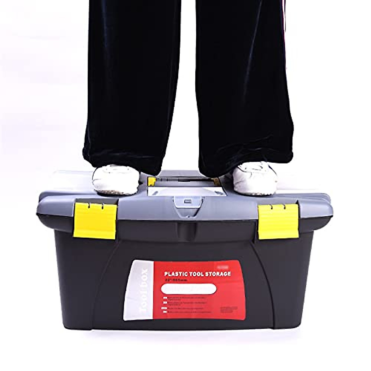 Toolbox Hand Truck Platform Truck Steel and Plastic 2-Layer Deck Push Cart with 4 Wheels and Foldable Handle Large Load Capacity Dolly for Moving Platform Cart