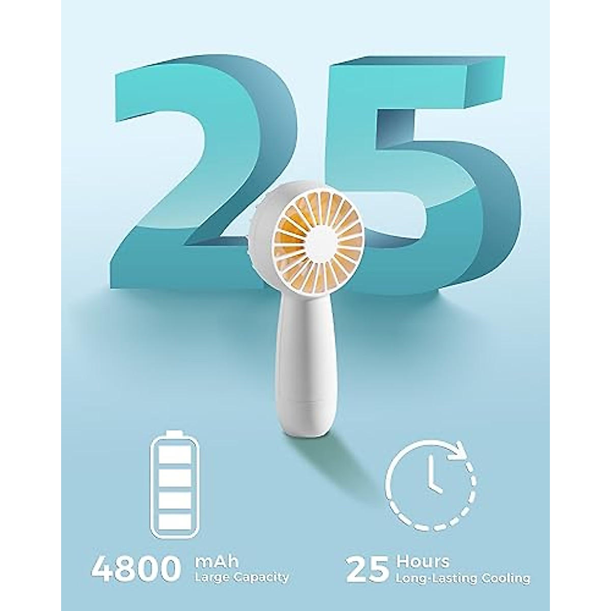 RJVW Portable Handheld Fan Mini Fan, Personal Hand Held Fan, USB Rechargeable Small Portable Fan, 3 Speeds Battery Operated Pocket Mini Fan, Powerful Makeup Eyelash Fan for Travel Beach Outdoor