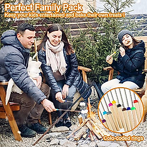 36 Pcs Marshmallow Roasting Sticks Campfire Smores Skewers for Fire Pit 32 Inch Long Extendable Fork Smores Sticks with Wooden Handle 3 Pcs Storage Bag for Cooking Grill Hot Dog Camping Accessories