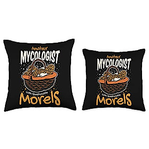 Amateur Mycologist With Questionable Morels Morels Picker Farmer Mushroom Throw Pillow, 16x16, Multicolor