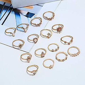 CSIYANJRY99 Boho Gold&Silver Ring Sets Star Moon Knuckle Rings for Women Multiple Rings Bulk Pack Stackable Midi Finger Rings Set (62Pcs)
