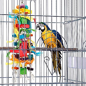CRMADA Bird Toys, Parrot Chewing Toy, Multicolored Wooden Blocks Tearing Toys for African Grey Cockatiel Conure Cockatoo and Medium Amazon Parrot