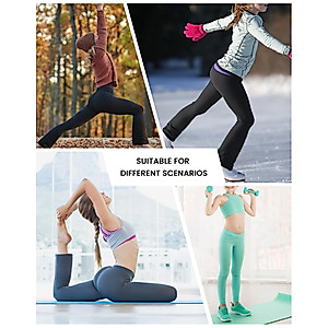 BOOPH Girls Flare Leggings with Pockets Cross High Waisted Yoga Pants Bell Bottoms Athletic Pants 7-8 Years Color Black