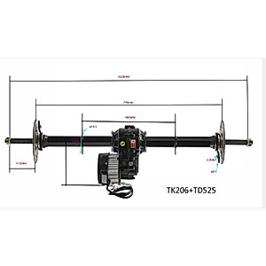 YC Yier 40" Go Kart Rear Axle Kit & 48V 1000W Electric Brushless Motor Controller Differential &16x8-7" Wheels Tires + Front Steering Shaft for ATV Quad Buggy 4 Wheelers Dolly Cart Trike Tricycle