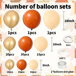 Fall Balloons Garland Arch Kit Orange Gold Burgundy White Confetti Balloons with Artificial Maple Leaves Garland for Thanksgiving Autumn Little Pumpkin Baby Shower Birthday Party Decorations