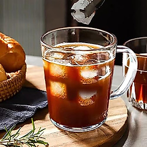 Cadamada Glass Coffee Mugs, 12oz Glass Coffee Cups with Handle for Coffee,Latte, Cappuccino, Tea, Fruit Juice, Water, Office, Set of 12