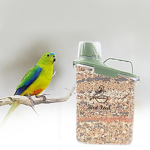 Ctomche Bird Seed Storage Container,2.8L Airtight Bird Food Container with Handle and Measuring Cup,Portable Pet Food Container for Wild Bird Sunflower Seed-BPA Free Transparent/Green