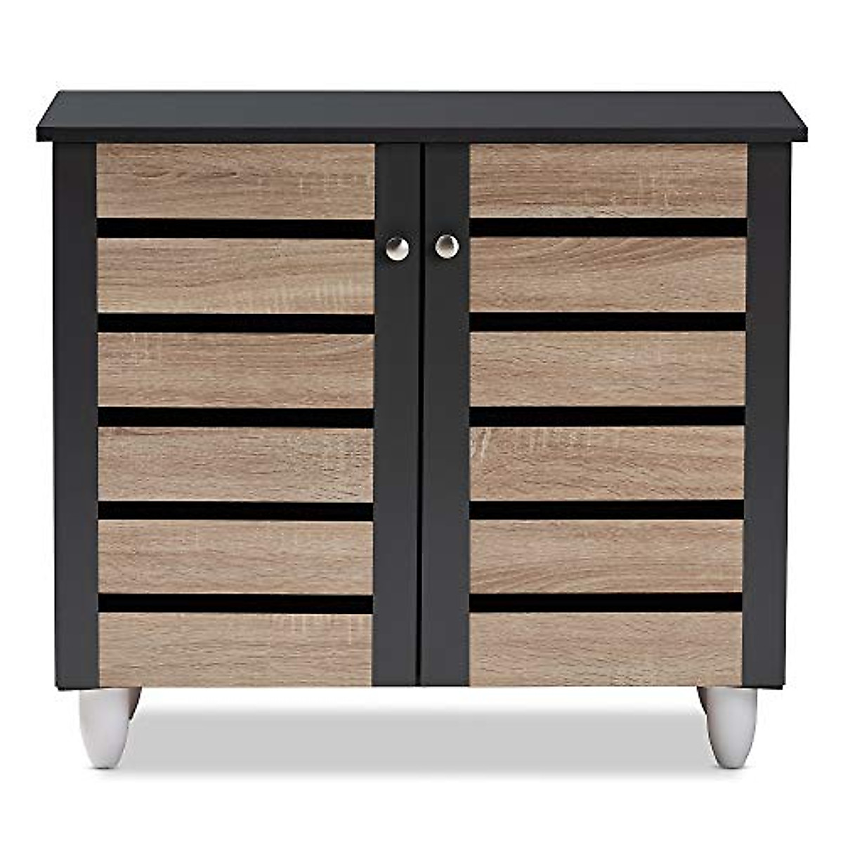 Baxton Studio Shoe Cabinets, One Size, Oak/Dark Gray