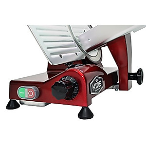 KWS MS-6RT Premium 200w Electric Meat Slicer 7.67-Inch in Red Teflon Blade, Frozen Meat Deli Meat Cheese Food Slicer Low Noises Commercial and Home Use