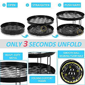 Spice Rack Organizer for Countertop, 360° 2-Tier Lazy Susan Turntable 12inch Rotating Countertop Organizer for Kitchen/Bathroom/Makeup Organizer - Black with Bronze Brush