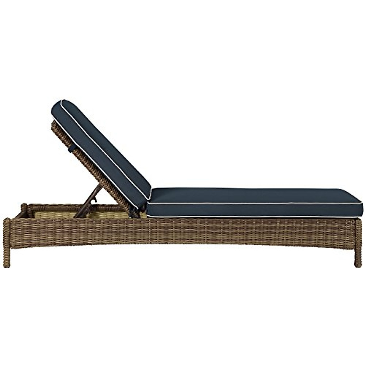 Crosley Furniture KO70070WB-NV Bradenton Outdoor Wicker Chaise Lounge, Brown with Navy Cushions