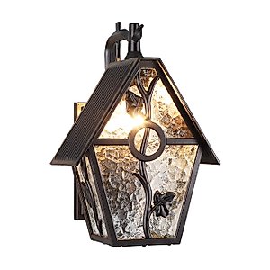 Rustic Outdoor Wall Lanterns Exterior Wall Mounted Sconce Light Designer Style Outdoor Wall Light Fixtures for Home Patio Garden Garage Farmhouse Porch Lighting with Water Glass, Oil Rubbed Brown